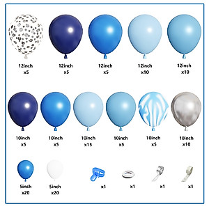 Amandir Blue Balloons Arch Garland Kit, 134Pcs Navy Royal Light Blue Balloons Confetti Latex Metallic Balloons for Blue Boys Birthday Baby Shower Wedding Party Decorations Supplies &4Pcs Tools