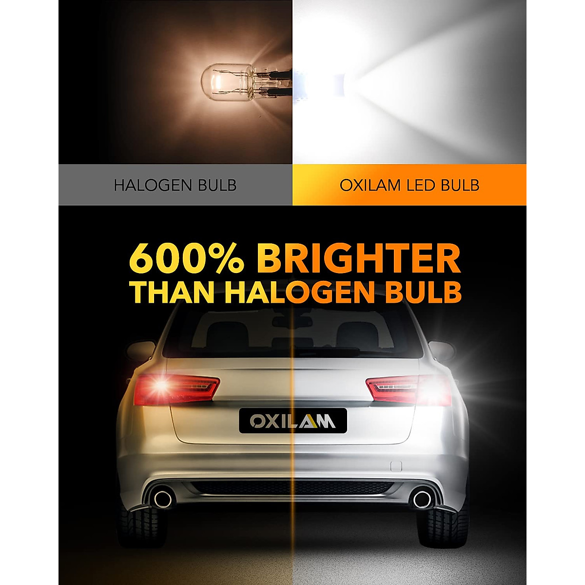 OXILAM Upgraded 7440 7443 LED Bulbs White for Reverse Lights, 4000LM 600% Brighter, 7441 7444 T20 W21W LED Lamps Replacement for Backup Tail Brake Turn Signal Parking Lights and DRL (Pack of 2)