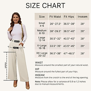GRAPENT Fall Women's Stretchy Work Pants - White High Waisted Palazzo Slacks - Size 8, 10