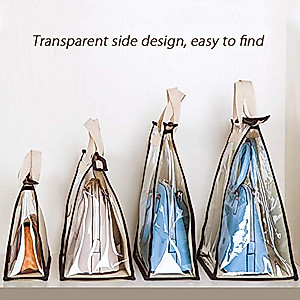 OLizee® Stylish Handbags Closet Space-saving Storage Bag Organizer Purse Holder PVC Dustproof Bag with Zipper and Handle(Upgraded Coffee,M)