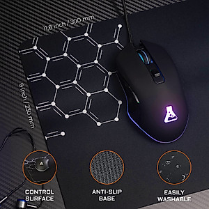 G-LAB Combo Helium - 4-in-1 Gaming Bundle - Backlit QWERTY Gamer Keyboard, 3200 DPI Gaming Mouse, in-Ear Headphones, Non-Slip Mouse Pad - PC Mac PS4 PS5 Xbox One Gamer Pack