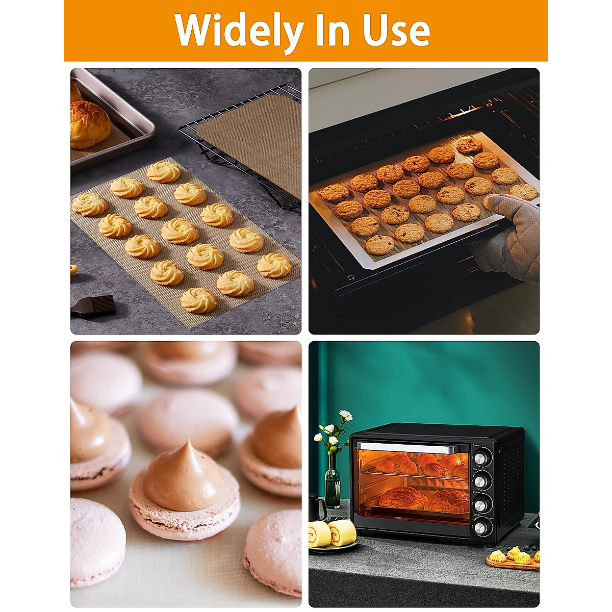 Silicone Baking Mat Roll 12" x 79", Non Stick Baking Sheet Cut to Size Silicone Mat, Reusable Air Fryer Liners, Heat Resistant Mats for Countertop, Oven Liners, Pastry Mat