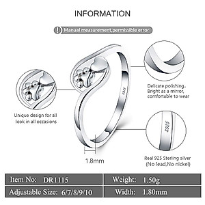 LGSY Dog Paw Rings for Women Sterling Silver