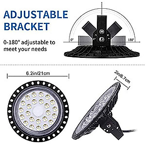 UFO LED High Bay Light 100W, High Bay LED Shop Lights, 10000LM 6000K Commercial Bay Lighting, IP65 Warehouse LED Lights Warehouse Area Light, UFO LED Light Indoor for Garage Workshop