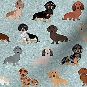 Spoonflower Fabric - Dachshund Pet Quilt Dog Breed Silhouette Coordinates Multi Dogs Printed on Petal Signature Cotton Fabric by The Yard - Sewing Quilting Apparel Crafts Decor