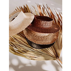 Straw Hat Beach Summer Visor Sun Hat (Brown)
