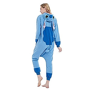HvnTjvn Adult Onesie Stitch Animal Jumpsuit Unisex One-Piece Pajamas Cosplay Costume Sleepwear for Halloween christmas Women Men S