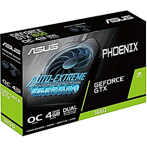 ASUS Phoenix NVIDIA GeForce GTX 1650 OC Edition Gaming Graphics Card (PCIe 3.0, 4GB GDDR6 Memory, HDMI, DisplayPort, DVI-D, 1x 6-pin Power Connector, Axial-tech Fan Design, Dual Ball Fan Bearings)