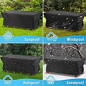 Velway Patio Table Chairs Set Cover Waterproof 67" Lx37 Wx28 H Outdoor Bistro Dining Set Cover Fire Pit Table Cover Furniture Cover Small Rectangle Ultra Windproof UV-Resistant