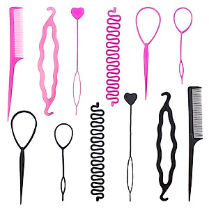 TCOTBE 2 Sets Topsy Tail Hair Accessories - DIY Braiding Tool Kit for Girls and Women, Updos, Ponytails, and French Braids