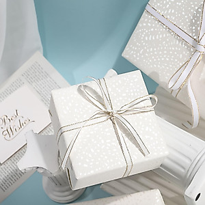 WRAPAHOLIC Wrapping Paper Roll - Mini Roll - 17 Inch x 16.5 Feet - White with Silver Foil Design Perfect for Birthday, Holiday, Wedding, Baby Shower