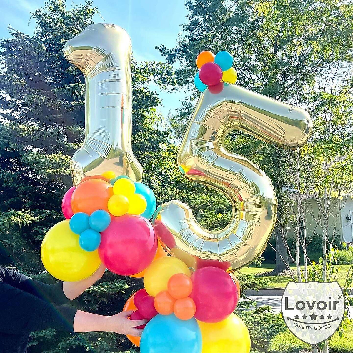 Lovoir 40 Inch Silver 51 Number Balloon 15 Large Size Jumbo Digit Mylar Foil Helium Silver Balloons for 15th 51st Birthday Party Celebration Decorations Graduations Anniversary Supplies