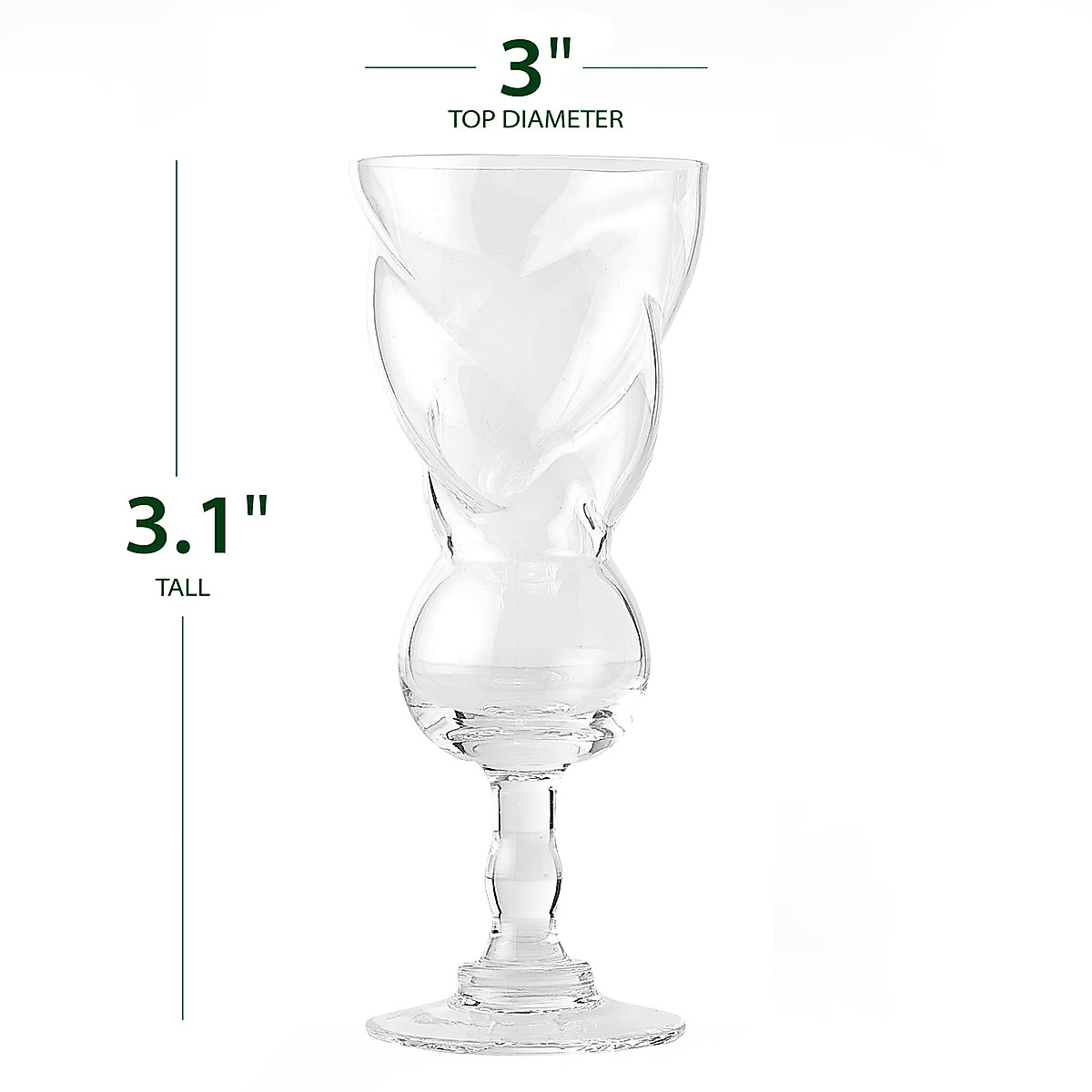 Vintage Crystal Absinthe Glasses | Set of 4 | 6.5 oz Wine Savant - Stemmed Classic With Swiss Bubble Reservoir, Tasting, Nosing & Sipping, Absinthe, Sambuca, Raki, Pastis, Ouzo, Drinking Green Fairy
