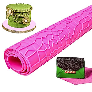 Warmoor Silicone Cake Fondant Mat, Crocodile Alligator Pattern Impression Lace Mold (22 x 14 inches, Pink Crocodile)