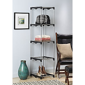 Whitmor 5 Tier Shelf Tower - Closet Storage Organizer,Silver