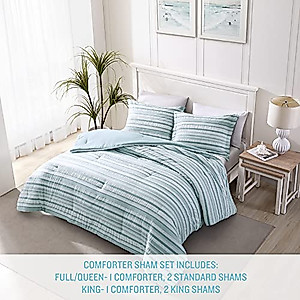Tommy Bahama - King Comforter Set, Cotton Reversible Bedding with Matching Shams, Home Decor for All Seasons (Clearwater Cay Blue, King)