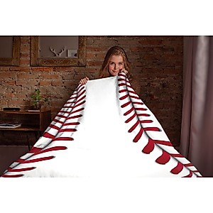 Pindola Cute Baseball Texture Throw Blanket Warm Lightweight Soft Cozy Warm Home Decoration 60"x50" for Teen