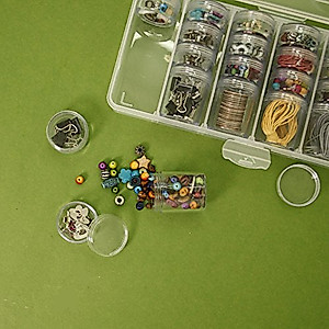 Paylak Storage Box 24 Round Individual Screw Top Containers Multi-functional Organizer For Crafting Sewing Beads Jewelry Buttons