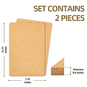 Cork Trivets for Hot Dishes, Trivets for Hot Pots and Pans 11 3/4 x 7 3/4 inches 2 Pcs, Hot Pad Mats for Kitchen Table, Large Coaster to Protect Countertop, Cooking Pot Holder (2 Rectangular)