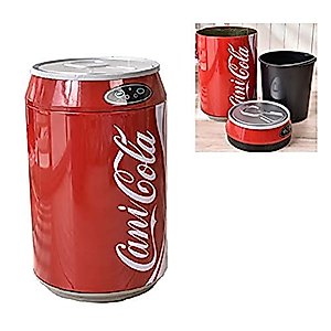 Trash Can with Lid Stainless Can Round Coke Can Stylish Home Living Room Automatic Induction Electronic Smart Trash Can (Red)