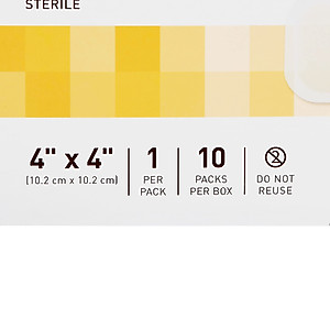 McKesson Hydrocolloid Dressing, Sterile, Film Backing, 4 in x 4 in, 10 Count, 1 Pack