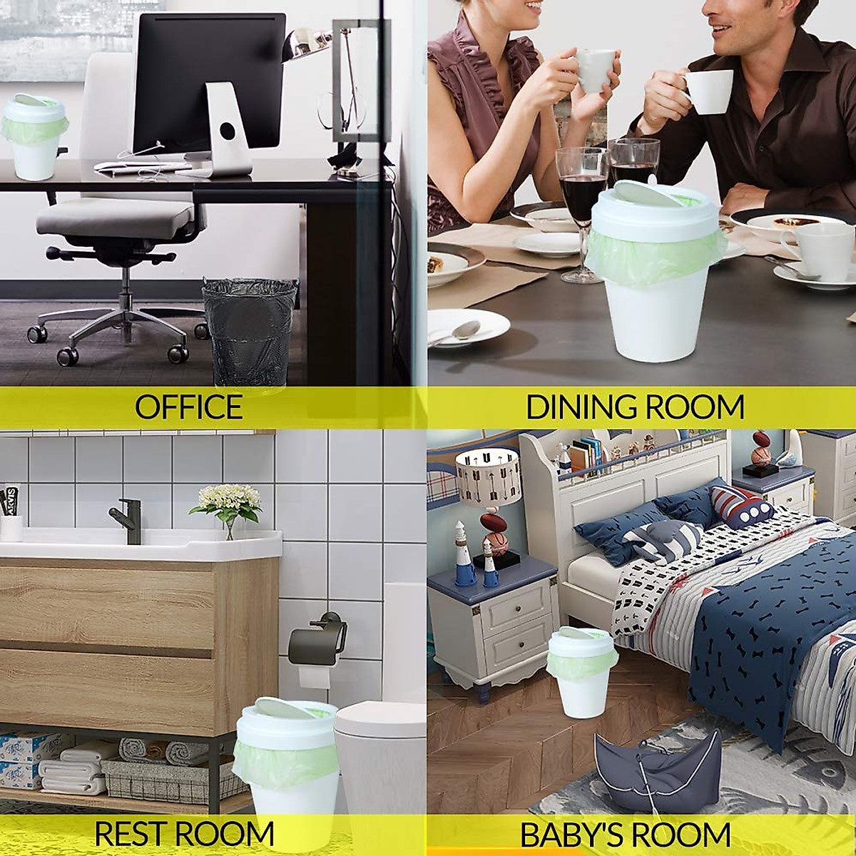 Small Garbage Bags 2.6 Gallon Biodegradable Trash Bags for Bathroom Office, Recycling Eco-Friendly Trash Can Liner with Strong Tear & Leak Resistant, Green, 80 Cts