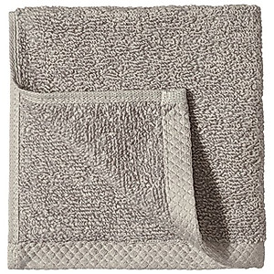 Amazon Basics Cotton Washcloths, Quick-Dry, 12" x 12", 12-Pack, Platinum