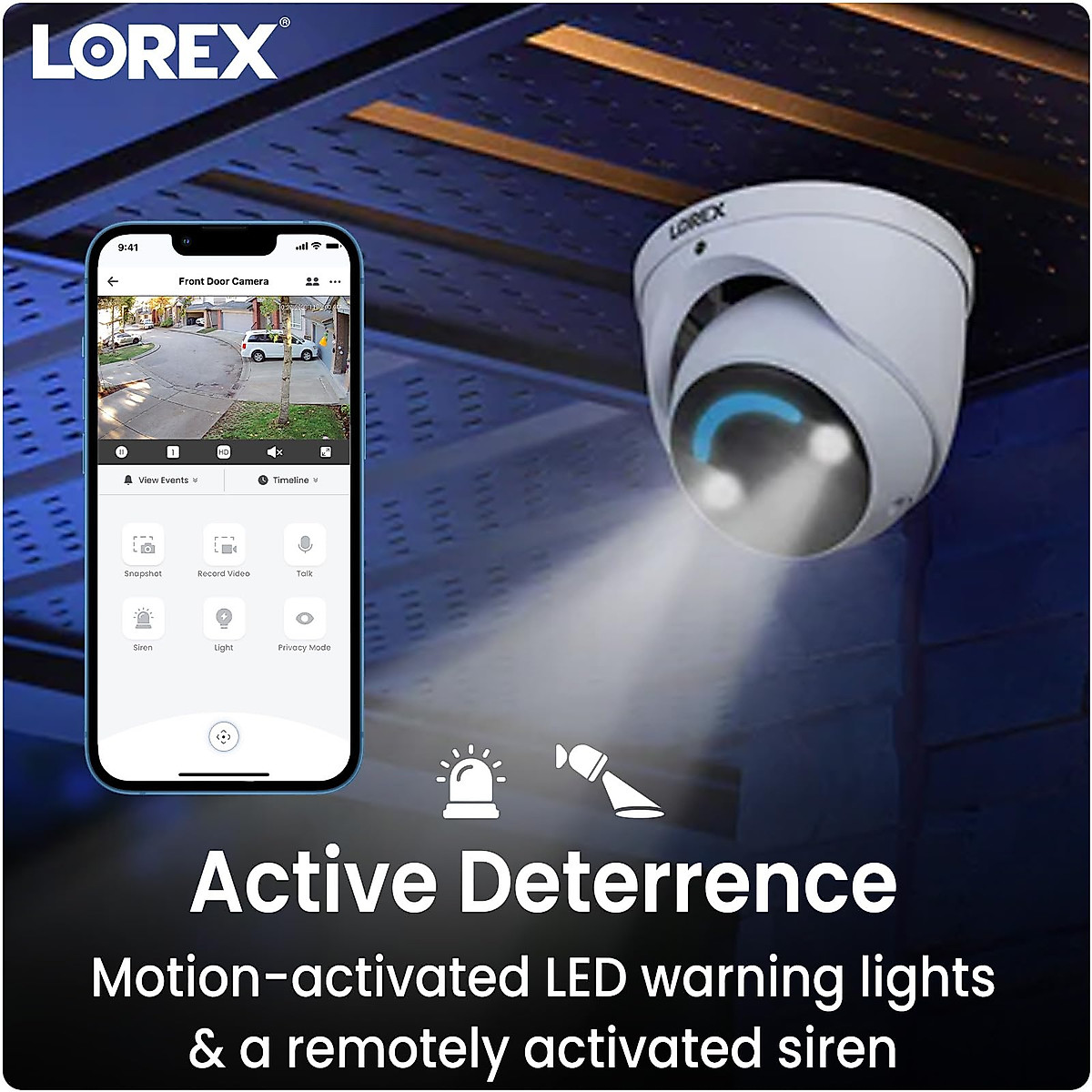 Lorex 4K 8MP IP Wired Metal Dome Outdoor/Indoor Security Camera, White - Smart Security Lighting, Smart Motion Detection, Deterrence Siren, Color Night Vision Booster, 2-Way Talk, IP67 Weatherproof
