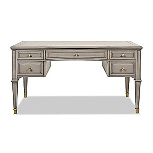 Jennifer Taylor Home JTH Luxe Dauphin Gold Accent 5-Drawer Executive Desk