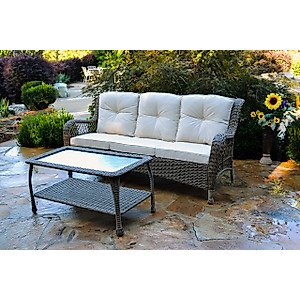 Tortuga Outdoor Rio Vista 6 Piece Sofa Patio Furniture Set, Brown and Beige