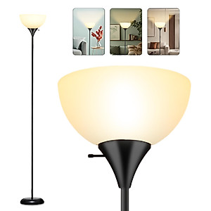 Standing Lamp, Floor Lamp, Led Floor Lamp with 3 Levels Dimmable Brightness, Drop-Resistant White Lampshade, Rotary Switch, Industrial Metal Floor Lamp for Living Room Bedroom Study Office Kid’s Room
