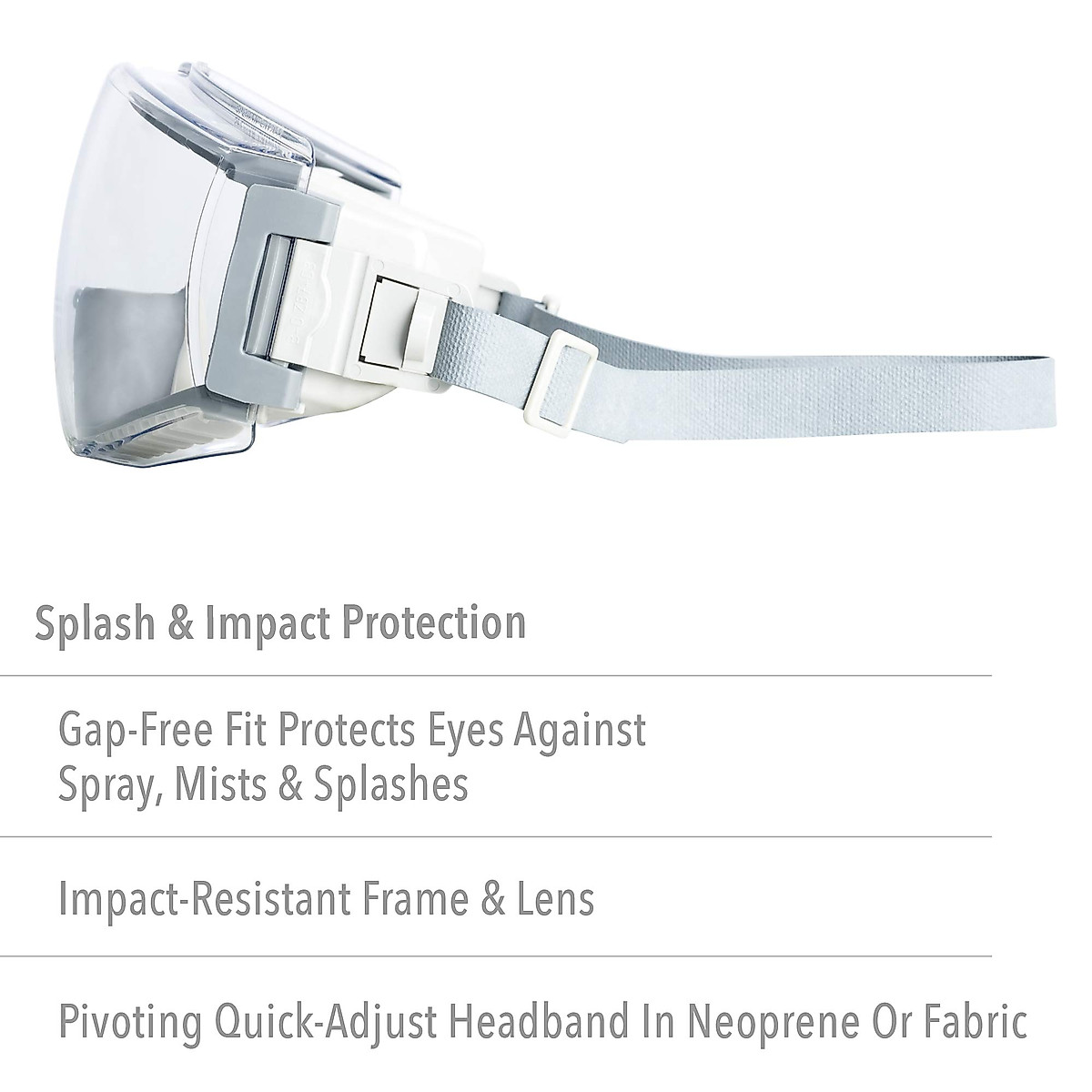 Honeywell Home Uvex Stealth Safety Goggles with Gray HydroShield Anti-Fog Lens, Gray Body & Neoprene Headband (S3961HS)