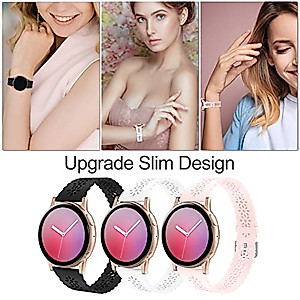 Bandiction 3 Pack 20mm Lace Silicone Band Compatible for Samsung Galaxy Watch 6 40/43/44/47mm, Watch 5 Pro 45mm, Classic 42mm 46mm/Watch 4 40mm 44mm/Watch 3 41mm/Active 40mm/Active 2 40mm 44mm Band