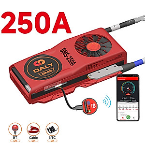 DALY Smart BMS LiFePo4 24V 250A 8S with UART Communictaion Bluetooth BMS for Rated 3.2V Lithium Battery Power Bank Protection,Off Grid Application, Solar System(Smart BMS,250A Fan)