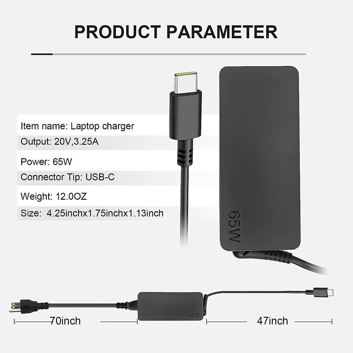 USB-C Laptop Charger 65W 45W for Lenovo Yoga C940 C740 S730 720 730 720-13IKB 730-13ikb 730S 910 920 920-13ikb 13 Chromebook C330 S330 100e 300e ThinkPad T480 T480s T580 T580s ADLX65YDC2A