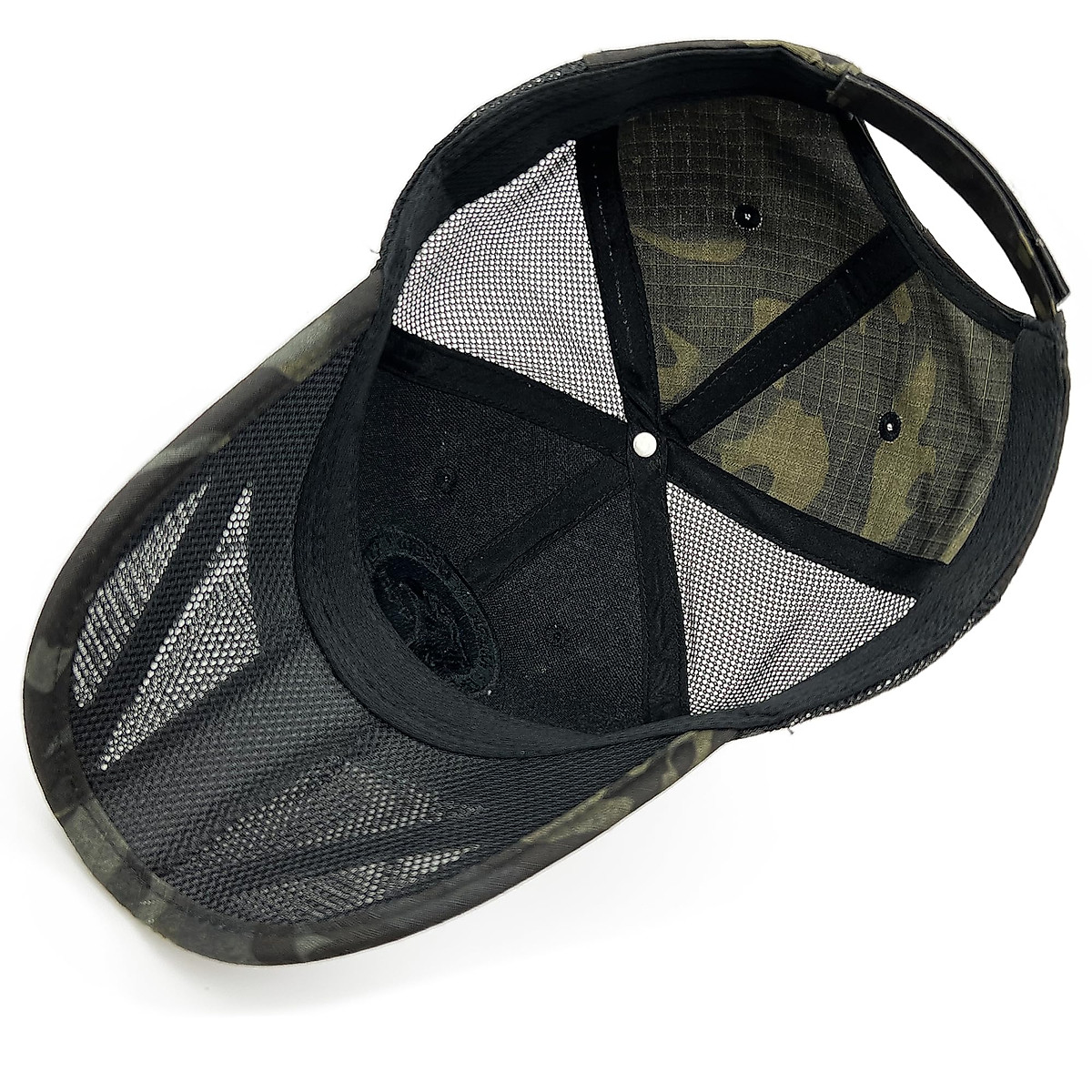 Loneshark Mesh Bill Mens Breathable Tactical Camo Baseball Caps Womens Military Army Patriotic Operator Camouflage Hats American-Eagle-Black-Camo