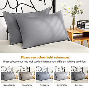 Bedemu King Size Pillow Cases Set of 2-Grey Cotton Zipper Pillow Cases with Zippered Hidden, Ultra Soft Pillow Covers with Piping for Easy Care, 600 Thread Count & Breathable Pillow Case, 20”x36”, 2P