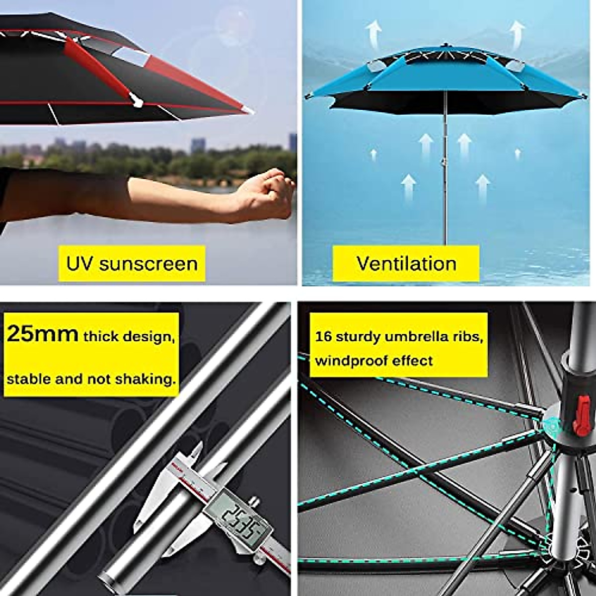 HXR Fishing Umbrella Fishing Umbrella Thickened Umbrella Windproof Sunshade Rainproof Garden Parasol Umbrella Portable Beach Umbrella Outdoor Sunshade Fishing Umbrella