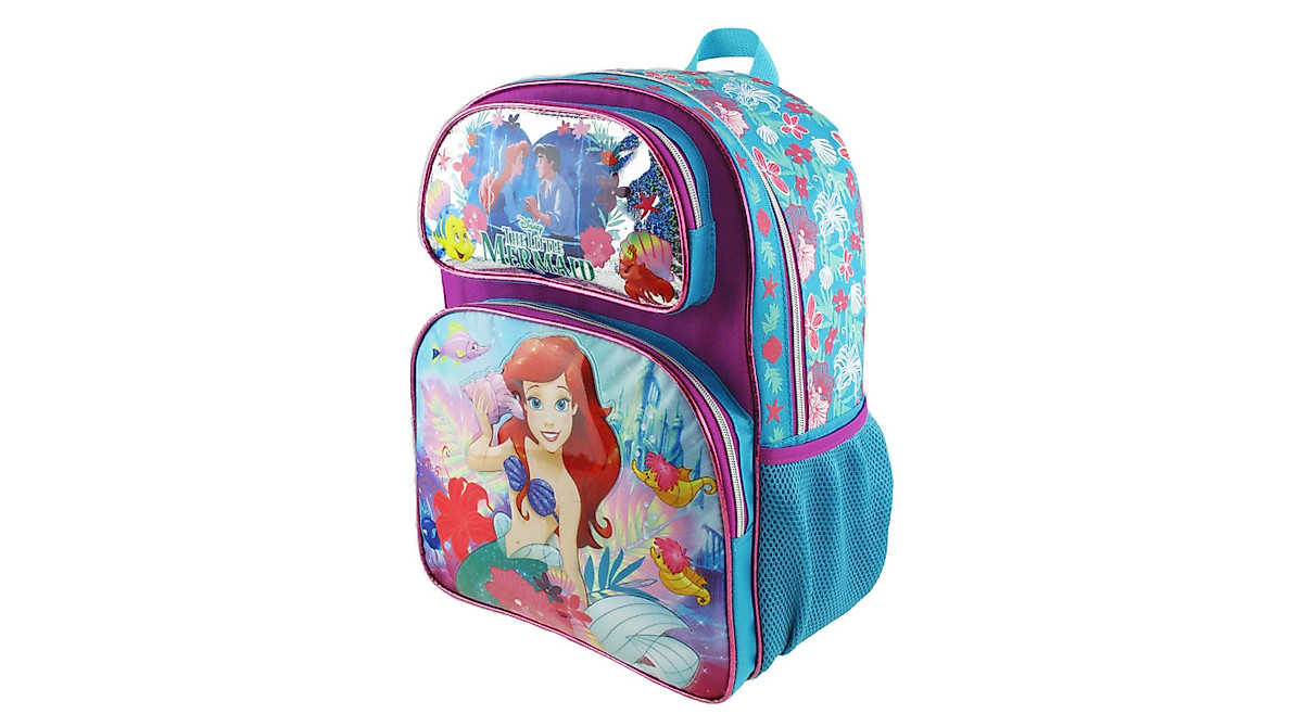 Disney Ariel Little Mermaid Backpack - 16 Inch School Bag for Kids