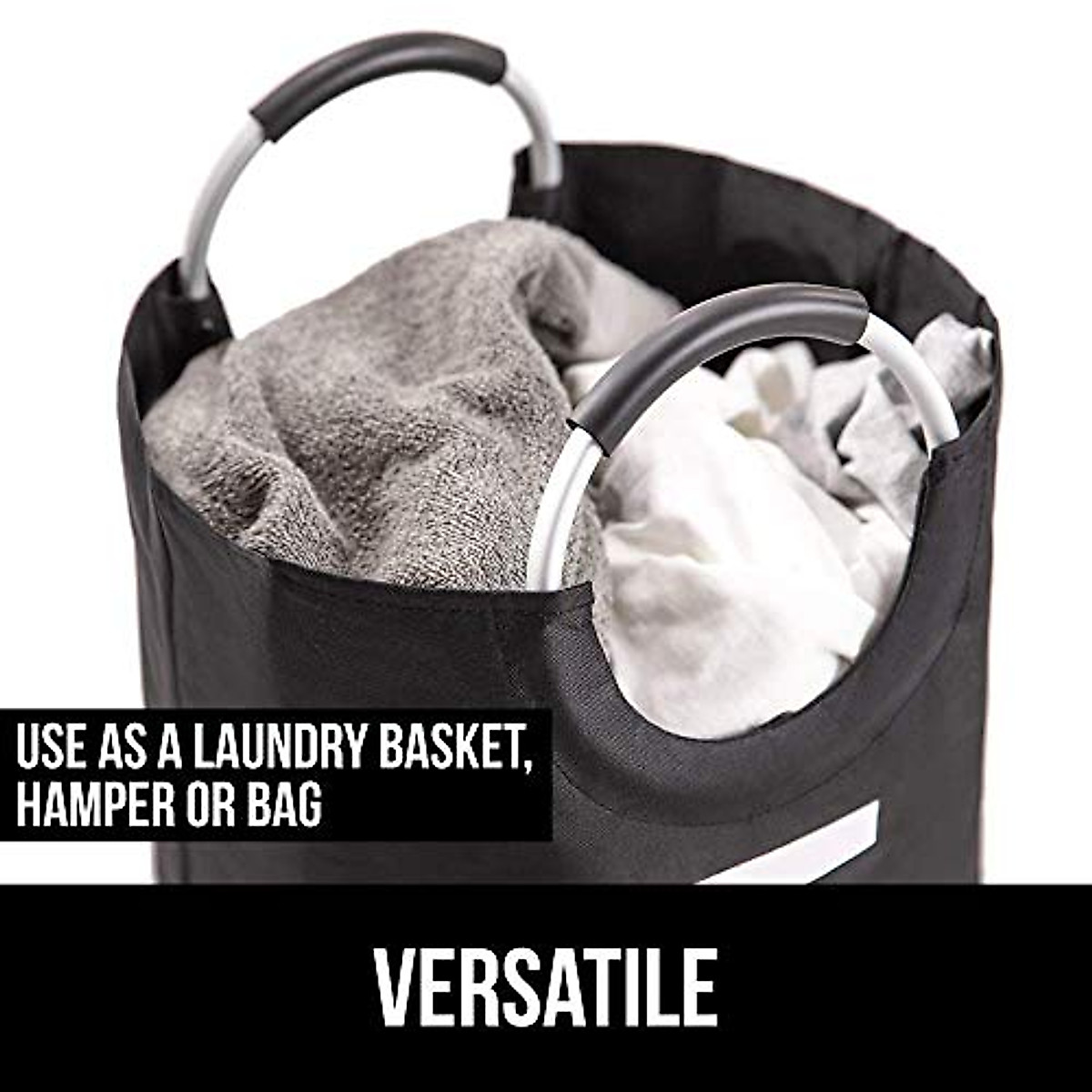 Gorilla Grip Laundry Basket and 3 Piece Packing Cubes, Laundry Basket Size 115L, Easy Carry Handles, Space Saving Travel Bags for Carry On in Multiple Sizes, Mesh Zipper, Both in Black, 2 Item Bundle