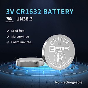 EEMB 5PCS CR1632 Battery 3V Lithium Batteries Li-MnO₂ Button Battery 1632 Battery ECR1632,DL1632 Replacement Battery