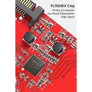 Inateck PCI-e to USB 3.0 (4 Ports) PCI Express Card and 15-Pin Power Connector, Red