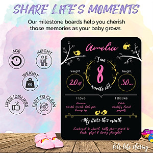 Felt Like Sharing Baby Milestone Chalkboard Sign, Nursery Decor, Baby Message Board – Cute Photo Milestone Board, Baby Growth Chalkboard w/ 3 Chalk Markers