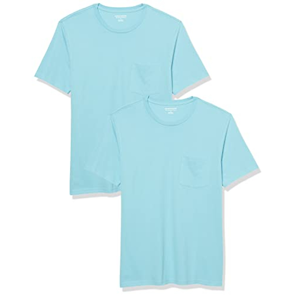 Amazon Essentials Men's Slim-Fit Short-Sleeve Crewneck Pocket T-Shirt, Pack of 2, Light Blue, X-Large