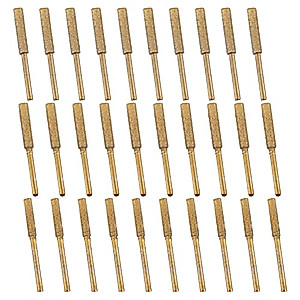 TEHAUX Chain Sharpener 30 Pieces Diamond Sharpening Wheel Diamond Sharpening Wheel Burr Grinding File for Metal Polishing Chainsaw, Wood, Steel, 4 mm 4. 8 mm 5. 5mm (Gold)