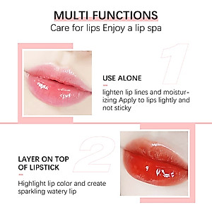 Hydrating Lip Glow Oil, Lip Oil Gloss Transparent Toot Tinted Nourishing Long Lasting Repairing Lightening Lip Lines (RASPBERRY) 0.2 OZ