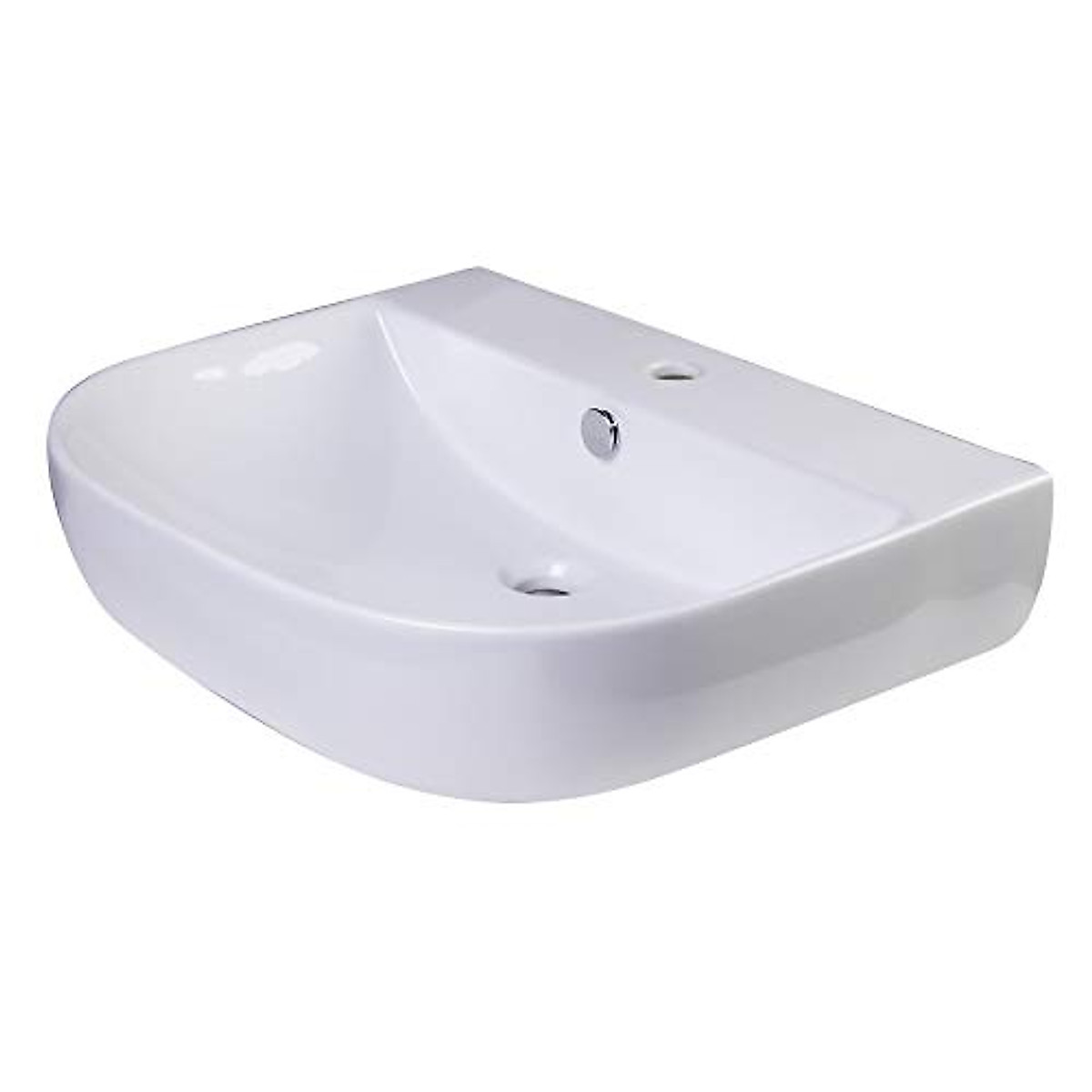 ALFI brand AB111 D-Bowl Porcelain Wall Mounted Bath Sink, 24", White