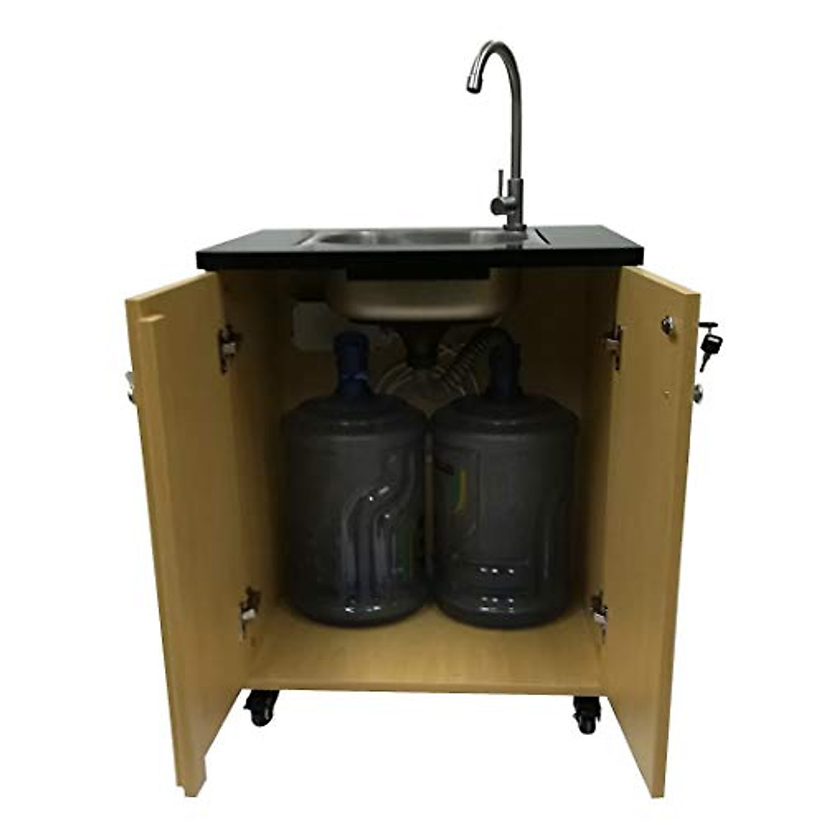 FixtureDisplays® Portable Sink Self Contained Hand Wash Station Mobile Sink Water Fountain Portable Sink Water Supply w/Pump 110V Power Caulk All Places to Water Proof 18536NEW-NF