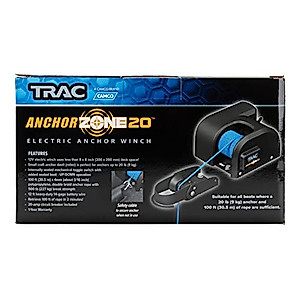 Camco TRAC Outdoors AnchorZone 20 Electric Anchor Winch | Features a High-Efficiency 12-Volt DC All-Steel Gear Motor, 100-Feet of Pre-Wound Braided Rope, and has a Max Capacity of 20lbs (69000)