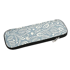 Katech Knitting Needles Case Portable Travel Crochet Hooks Storage Bag Organizer Empty Zipper Bags with Transparent Pocket and Holder Slots for Carrying Crochet Accessories and Knitting Needles (Blue)